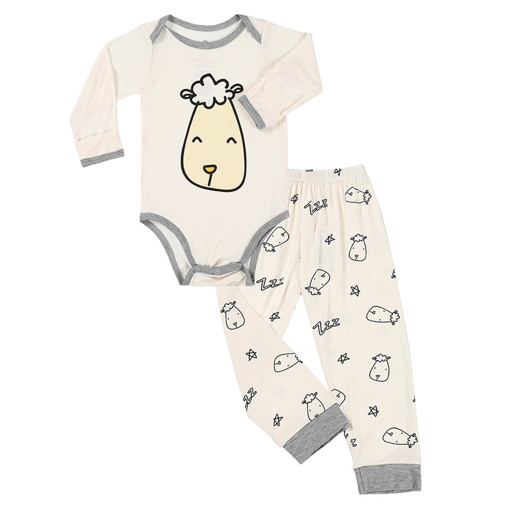 Long Sleeve Onesie Smiley Baa Baa Yellow + Pant Sweet Dreams Baa Baa Y